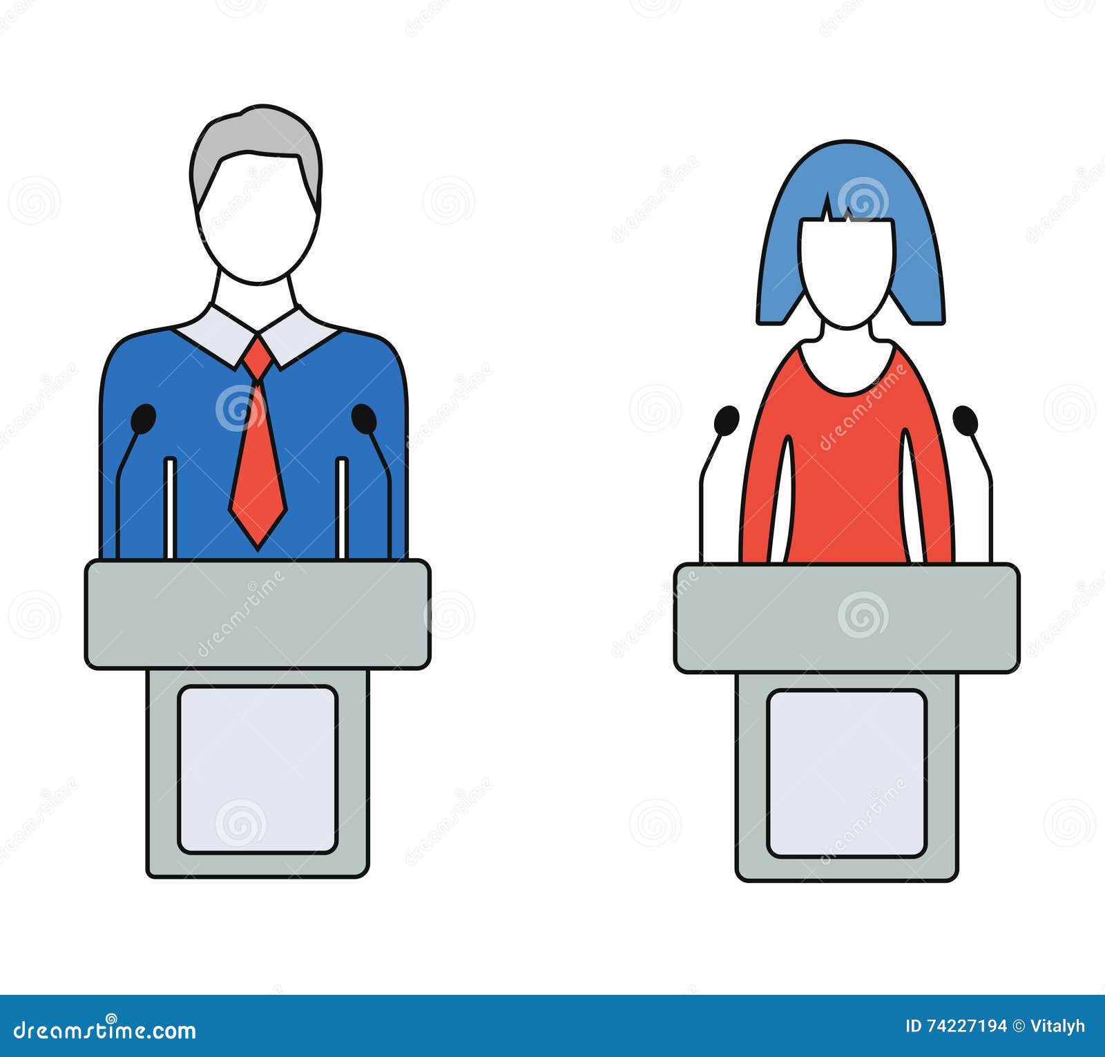 Man And Woman Speaker Orator Colorful Vector Icons Stock Vector Illustration Of Discussion