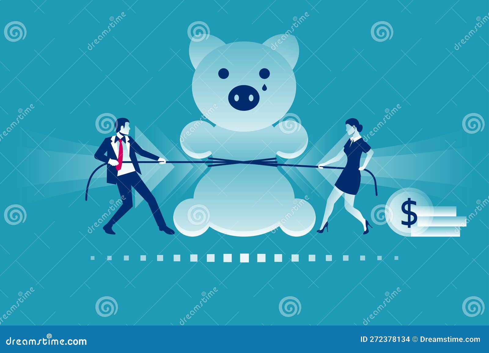 A Man and a Woman Squeeze the Family Budget. Symbol of a Decrease in ...