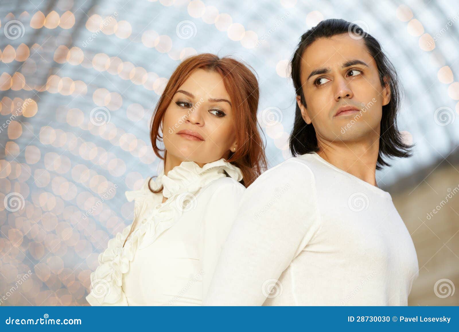 Man and Woman Stand Back To Back and Look Stock Photo - Image of ...