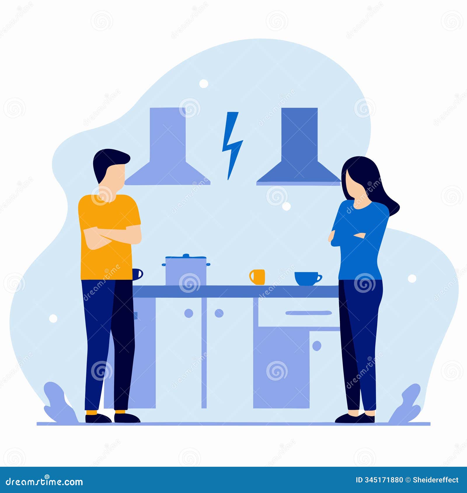 A Man and Woman are Standing in a Kitchen, with the Man Looking Angry ...
