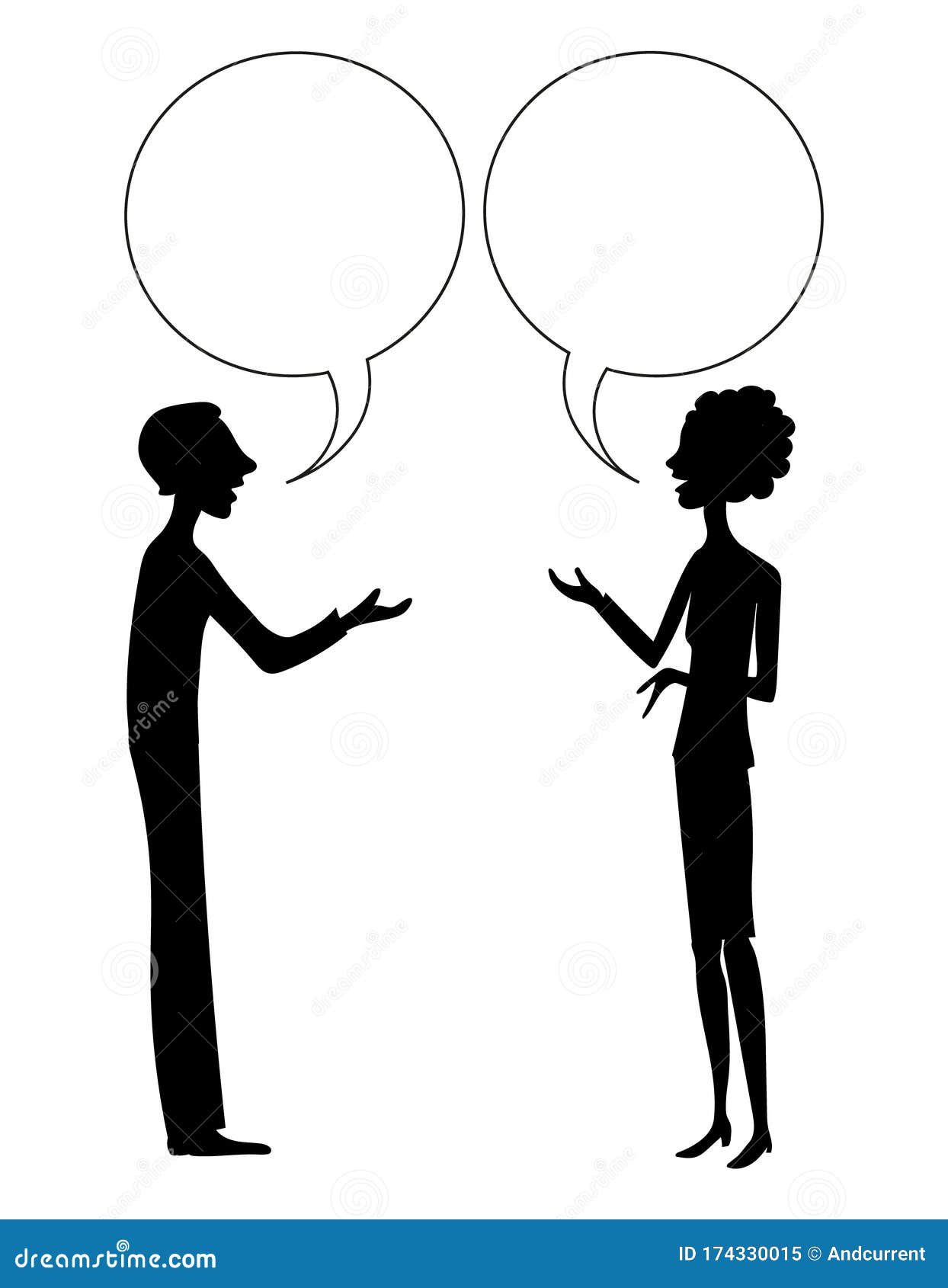 Man and Woman are Talking. Vector Drawing Silhouette. Stock Vector ...