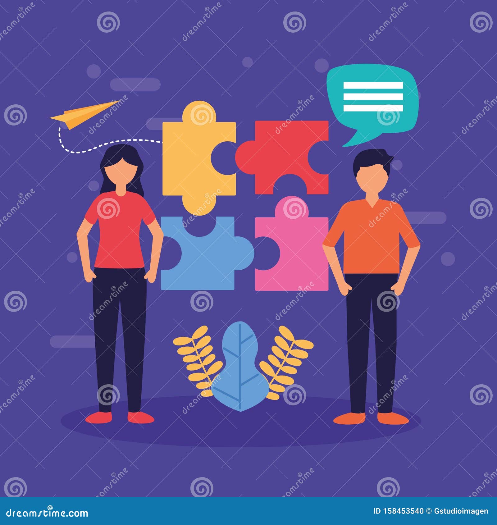 Teamwork Puzzles Bubbles Stock Illustration | CartoonDealer.com #5535250