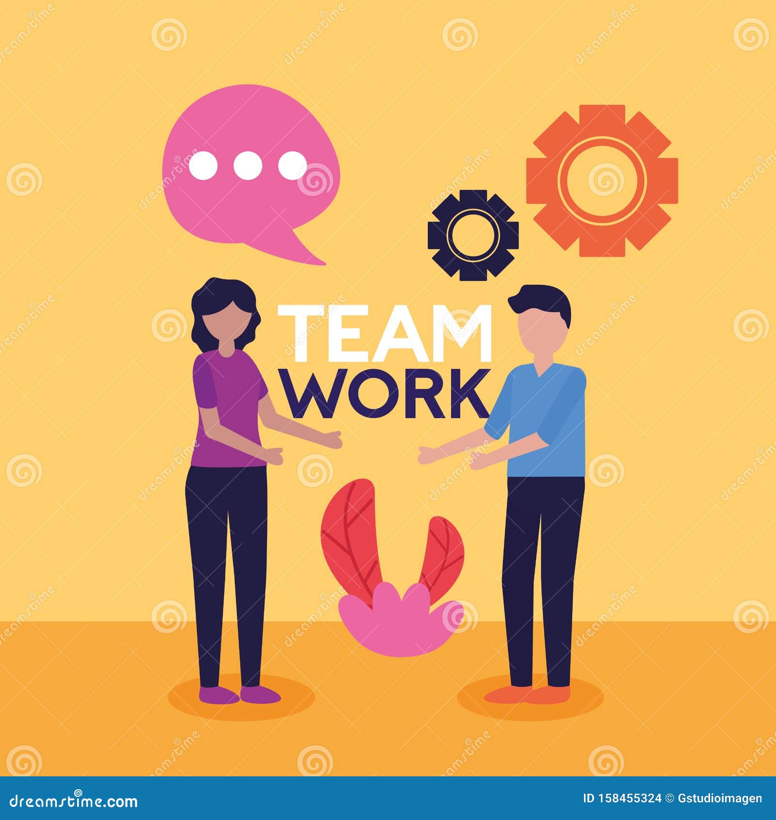 People Teamwork Flat Design Image Stock Illustration - Illustration of ...