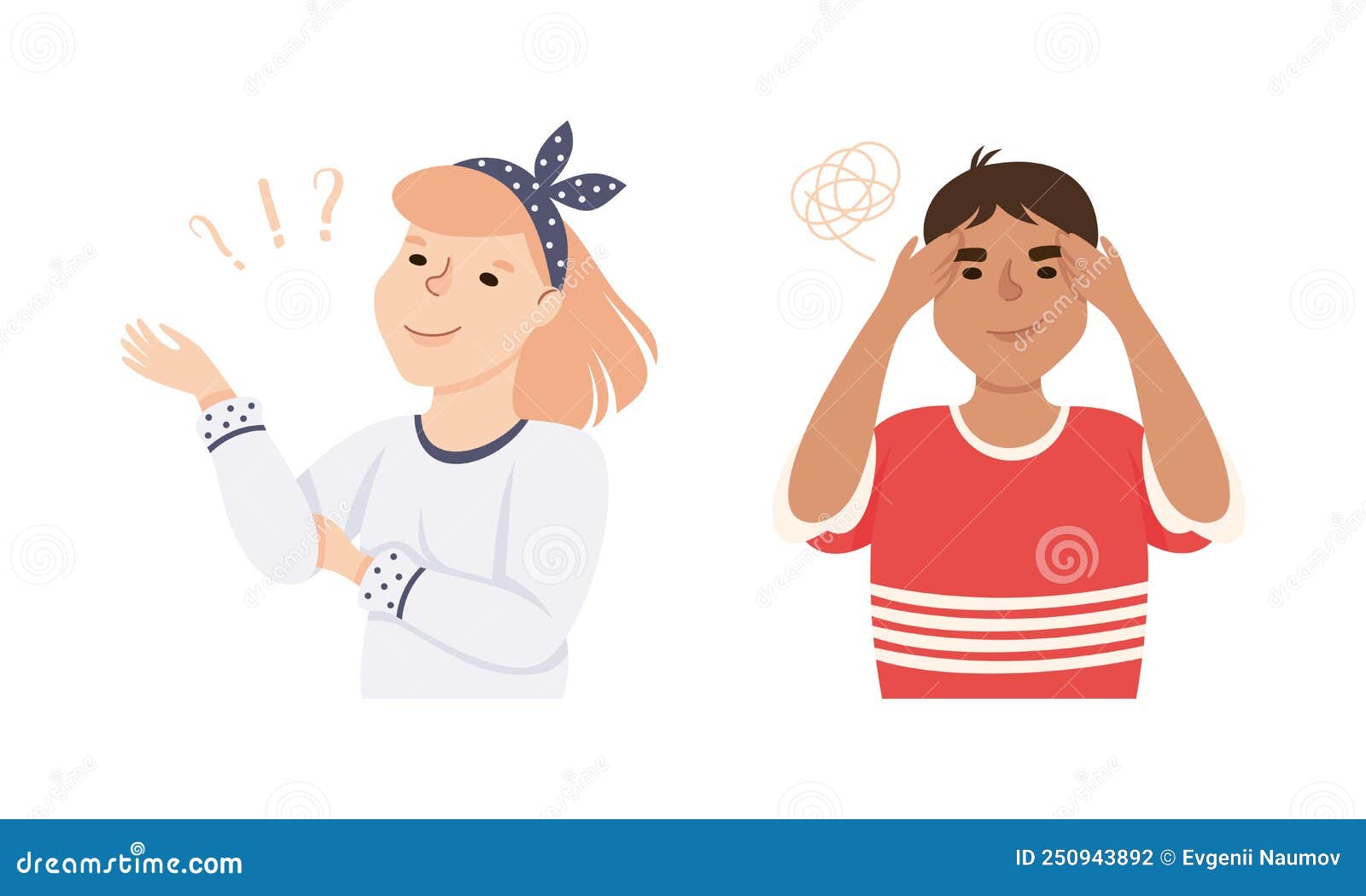 Man And Woman Thinking And Figuring Something Out Searching For Idea ...