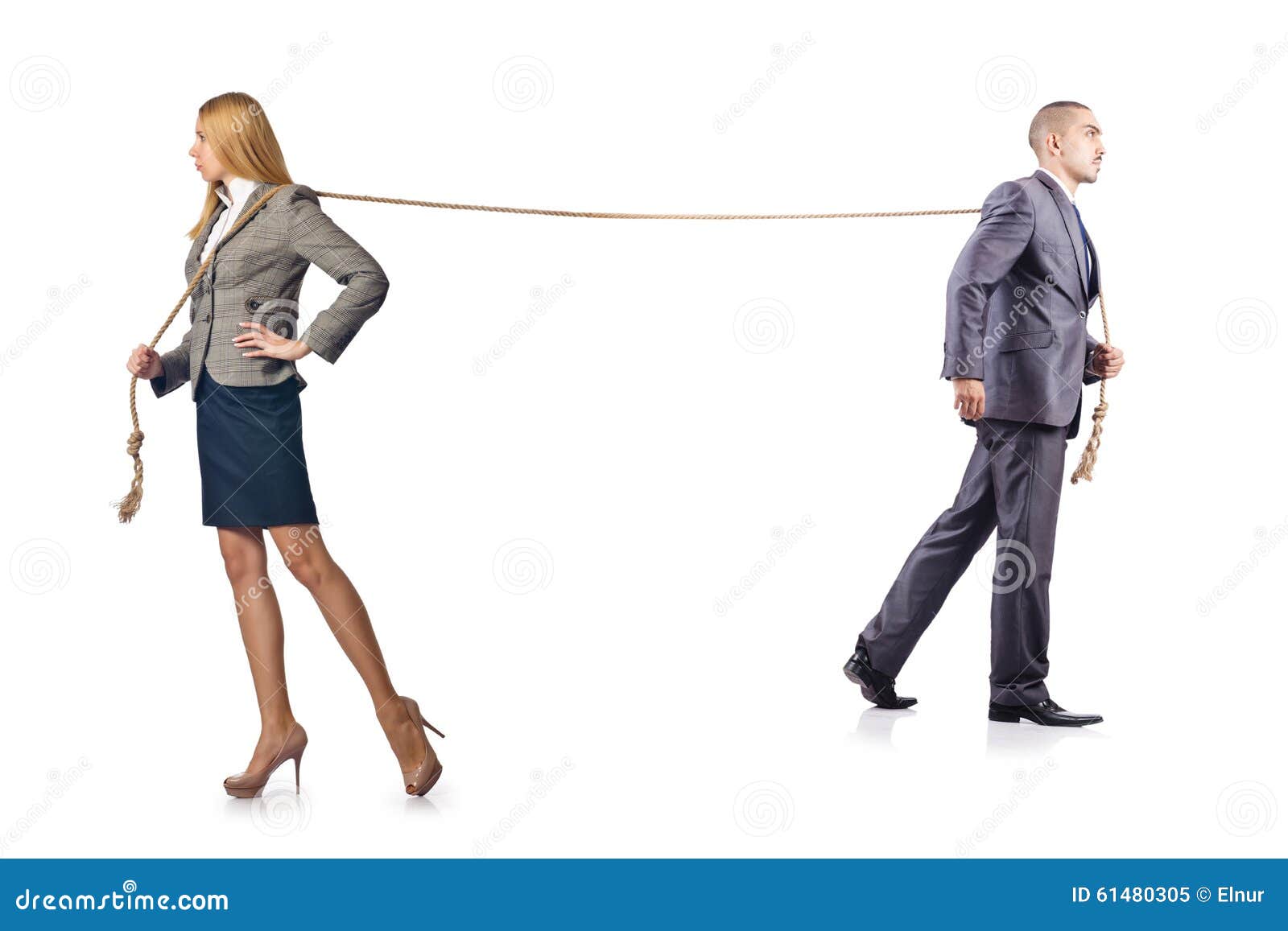 The Man and Woman in Tug of War Concept Stock Image - Image of control ...