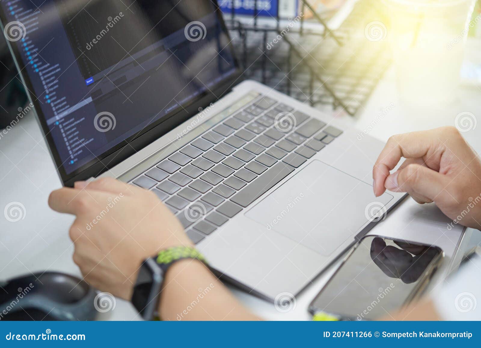 Man or Woman Typing and Using Computer Note Book Keyboard Pads Stock ...