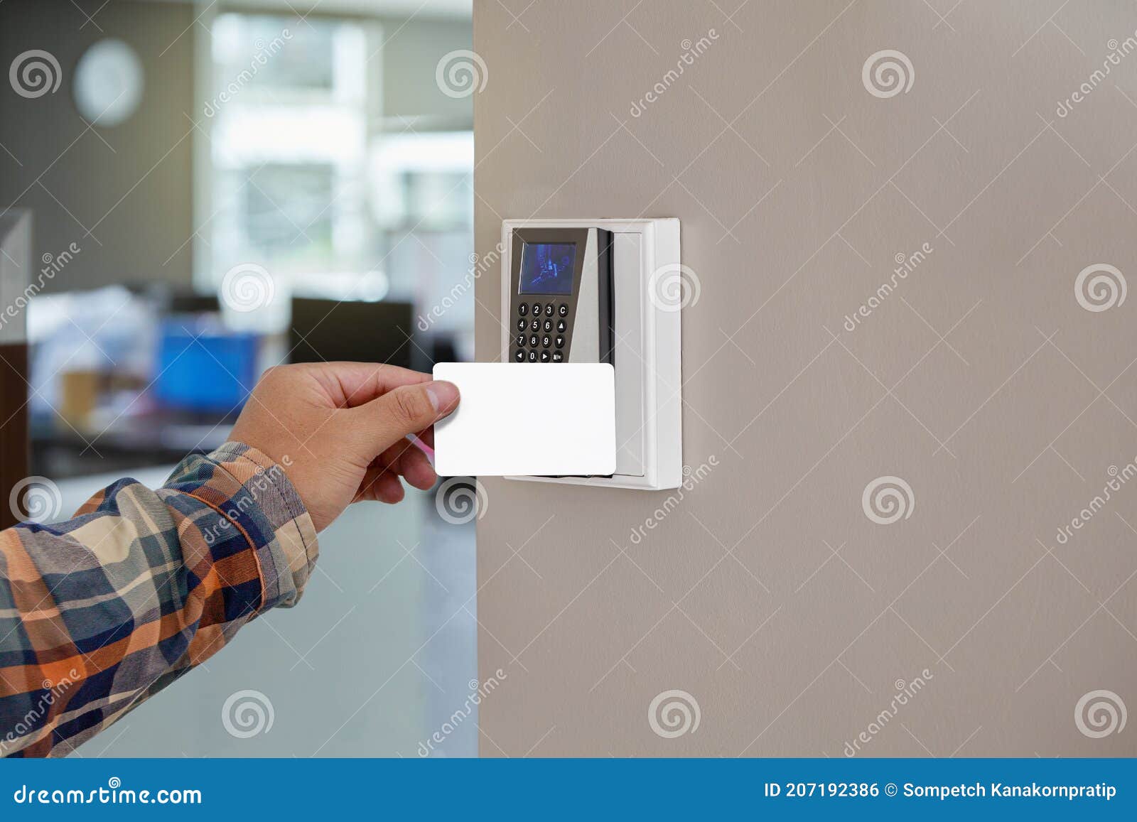 Man or Woman Use Key Card for Enter Digital Security Door Stock Photo ...