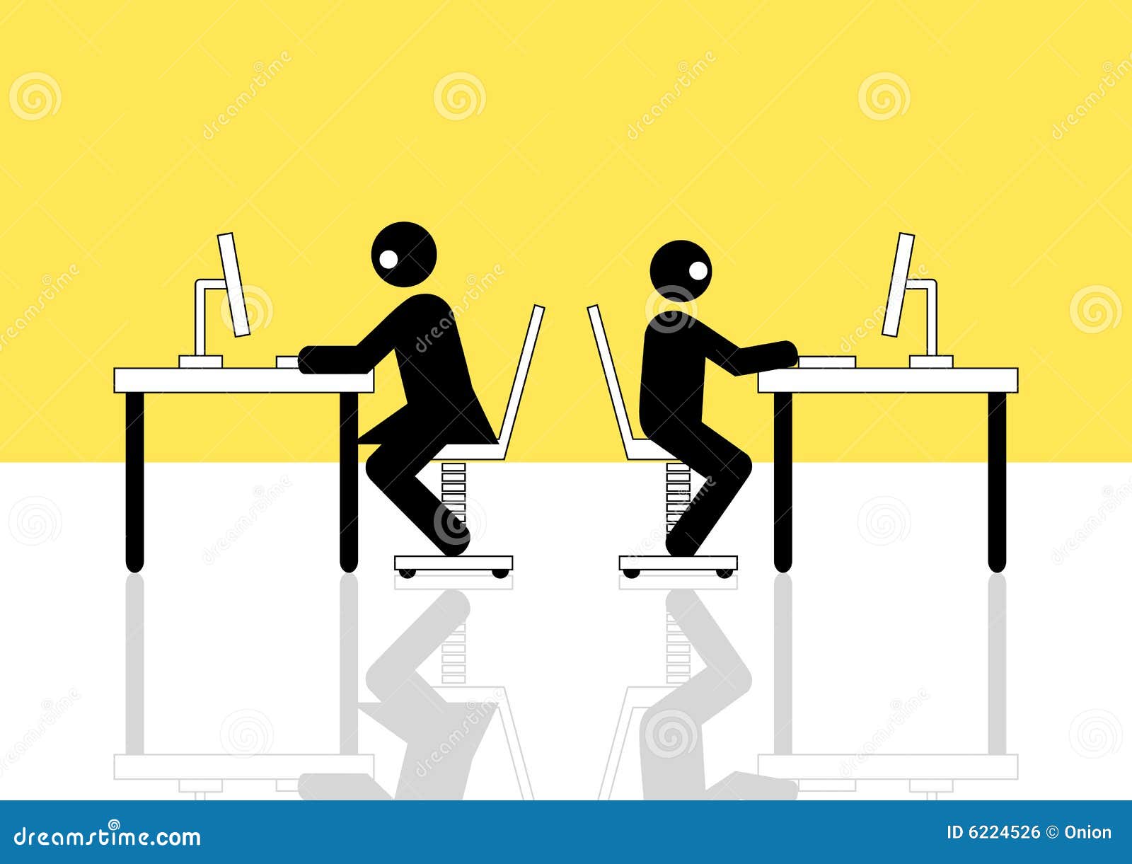 Man and Woman Using Computer Stock Illustration - Illustration of ...