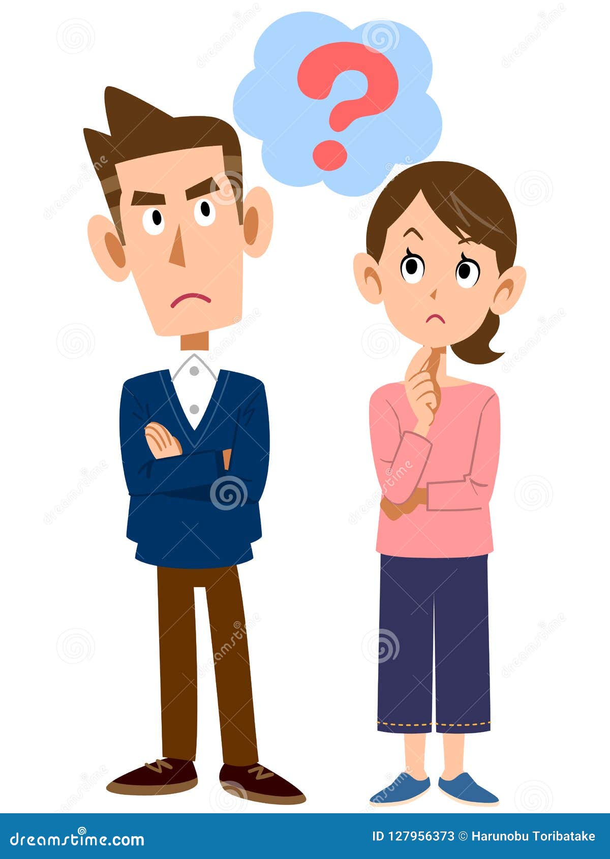 A Man and a Woman Who Feel Doubts Stock Vector - Illustration of ...