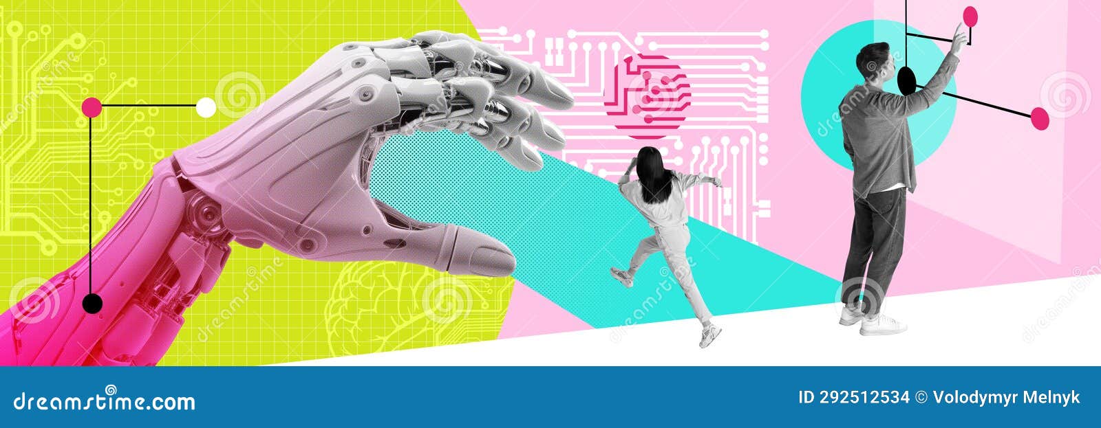 Man and Woman Working with Artificial Intelligence Services, Using ...