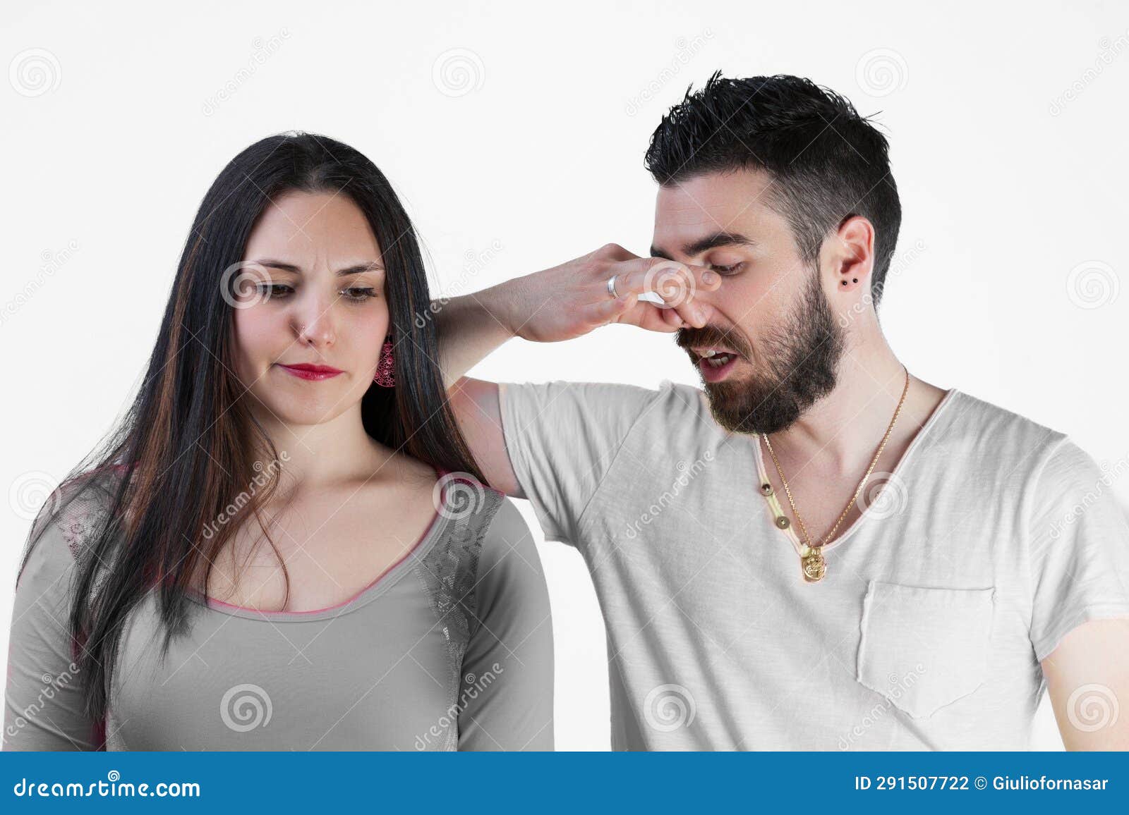 Man and Woman Face Strong Sweat Odor Stock Photo - Image of copy ...