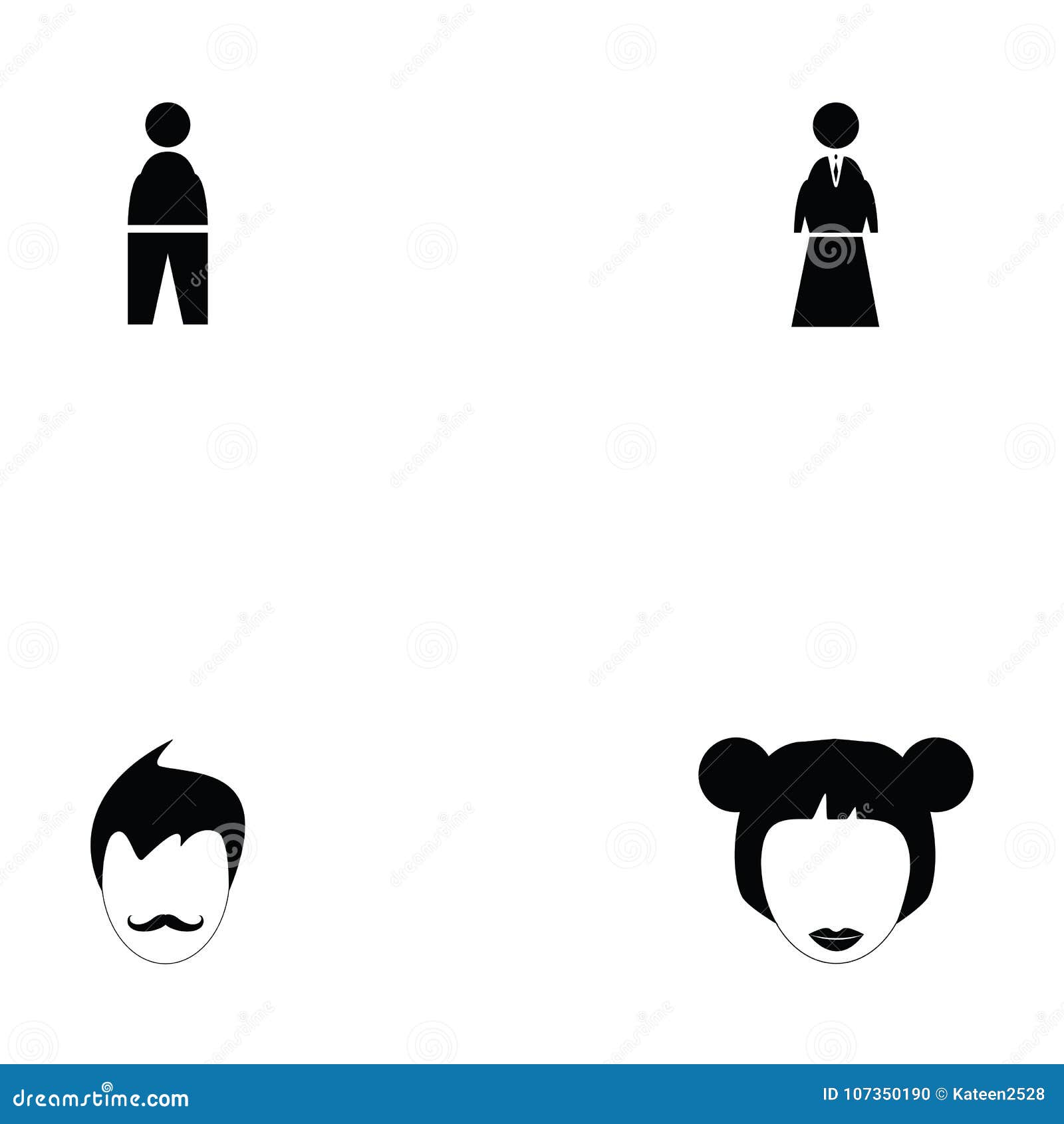 Man and women icon set stock vector. Illustration of women - 107350190