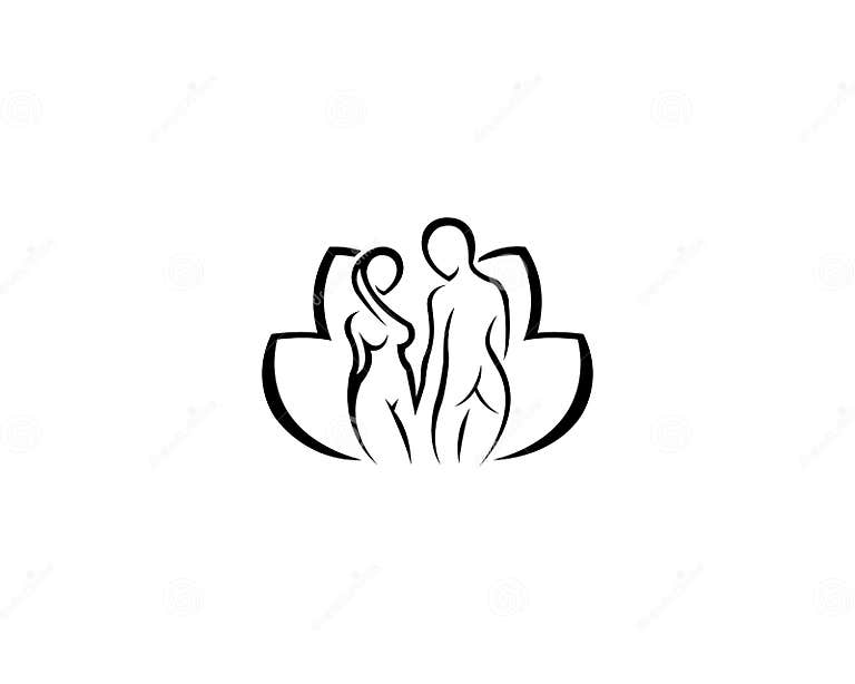 Man And Women Naked Body Logo Design Stock Vector Illustration Of