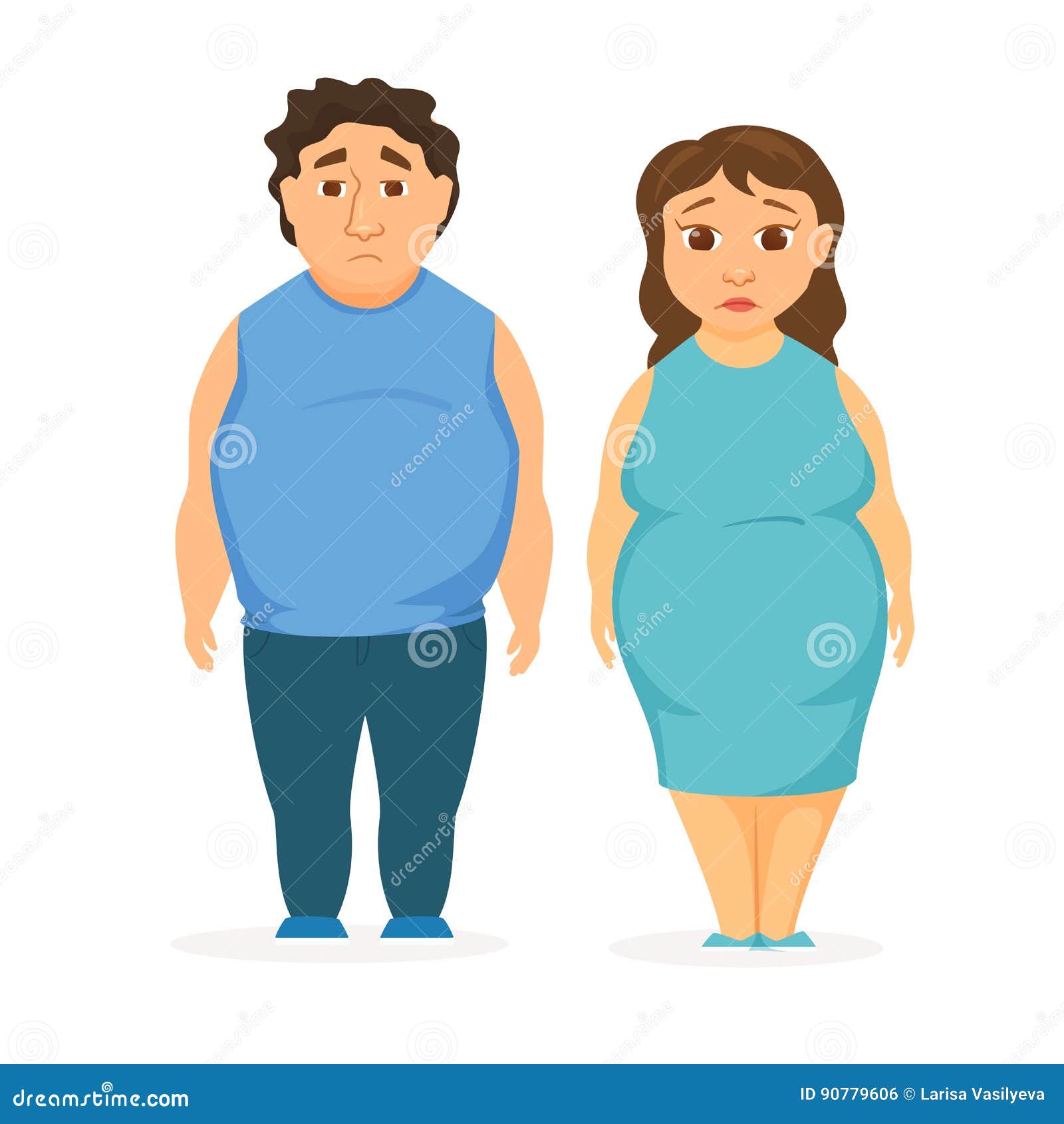 Man And Women Obesity Stock Vector Illustration Of Diabetes 90779606