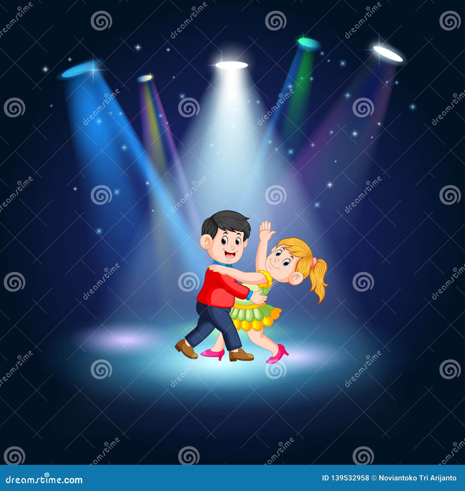 Man and Women Tango Dancing at the Stage Stock Vector - Illustration of ...