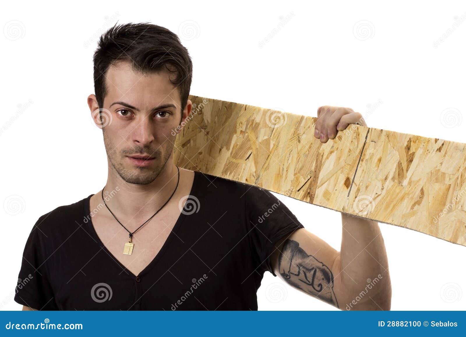 Man with wood board stock photo. Image of skill, expert - 28882100