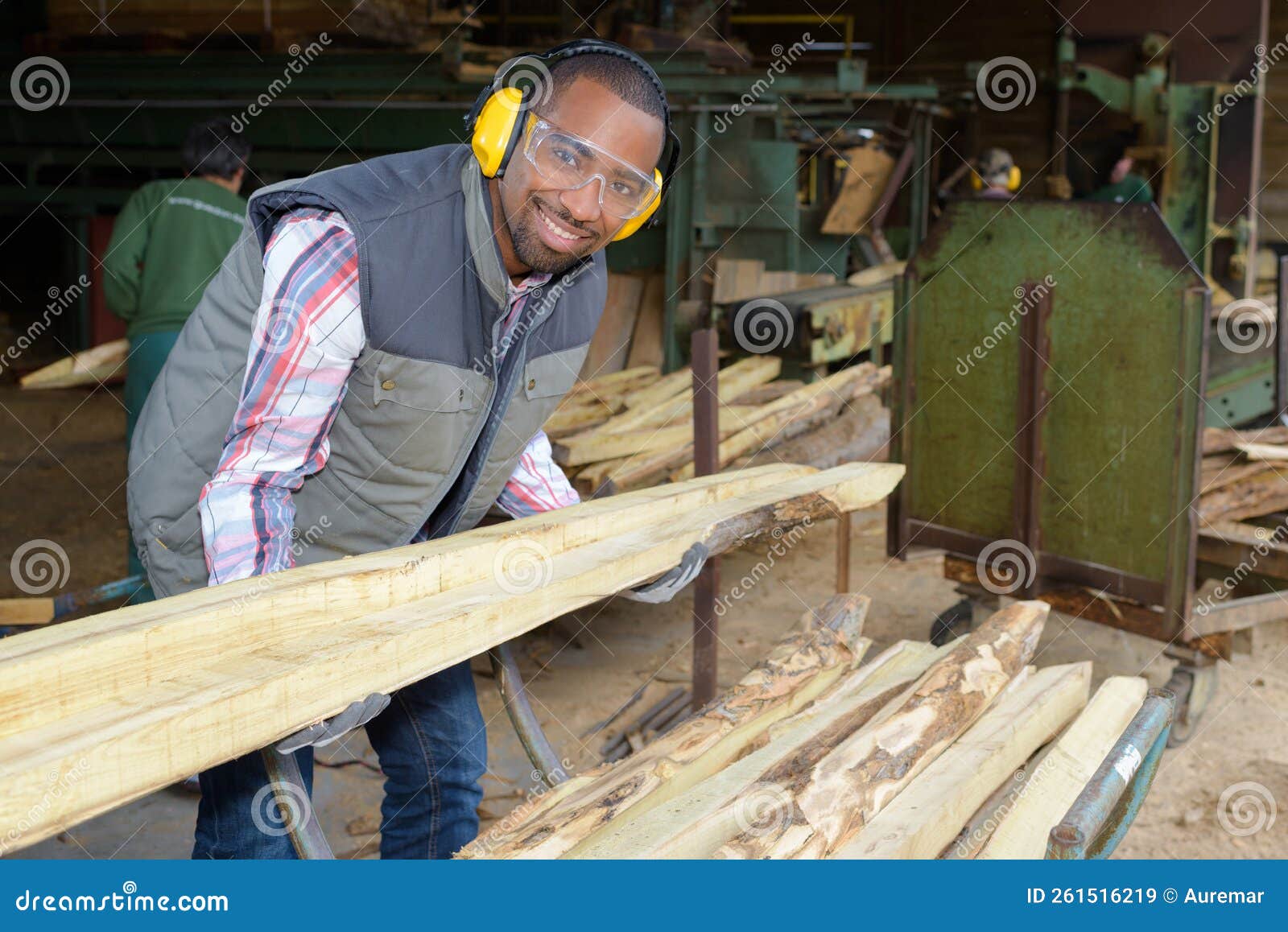 Man at Wood Manufacturing Site Stock Image - Image of building, company ...