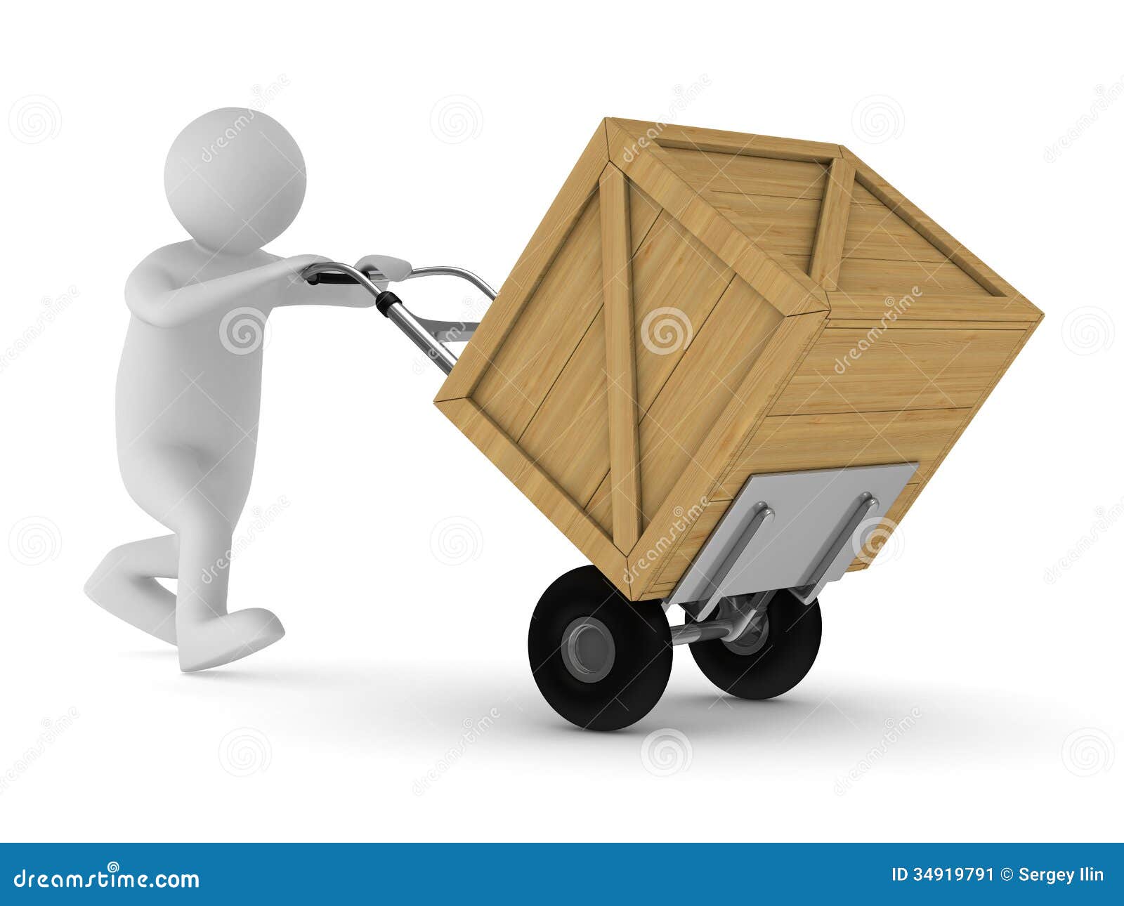 Man and wooden box stock illustration. Illustration of equipment - 34919791