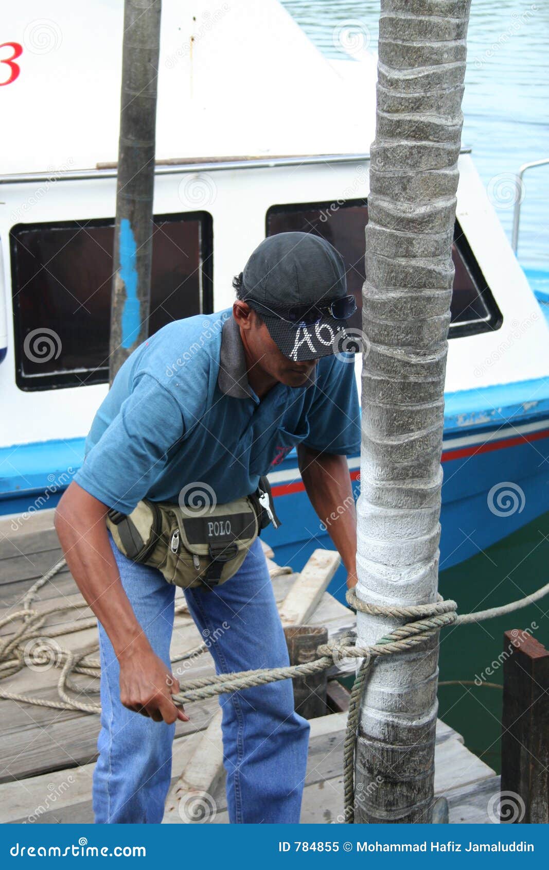 Man at Work stock image. Image of work, transit, dock, river - 784855