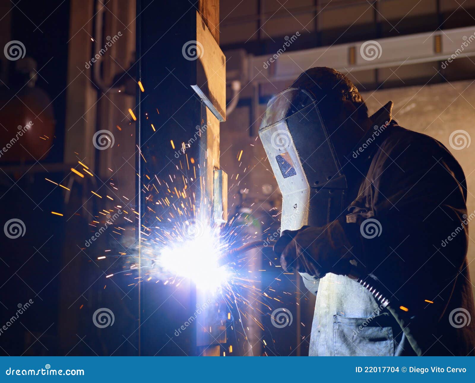 Man at Work As Welder in Heavy Industry Stock Photo - Image of ...