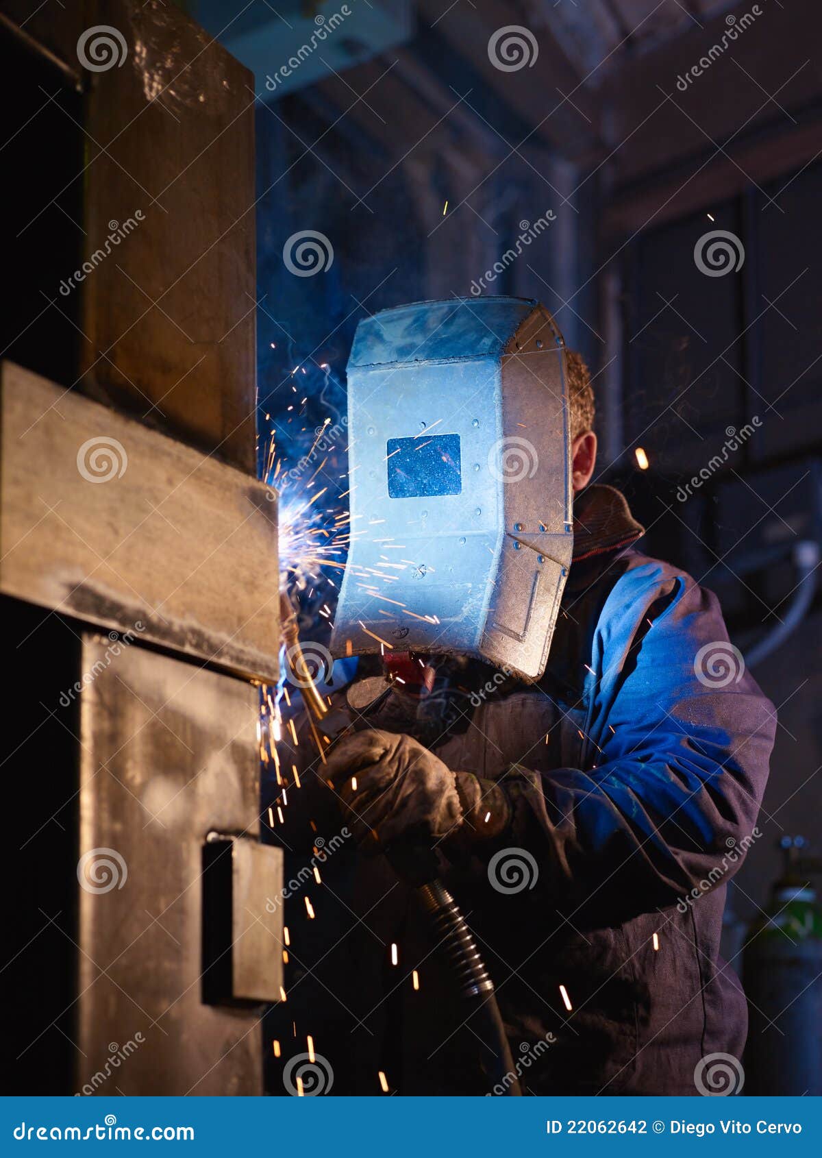 Man at Work As Welder in Heavy Industry Stock Photo - Image of indoors ...