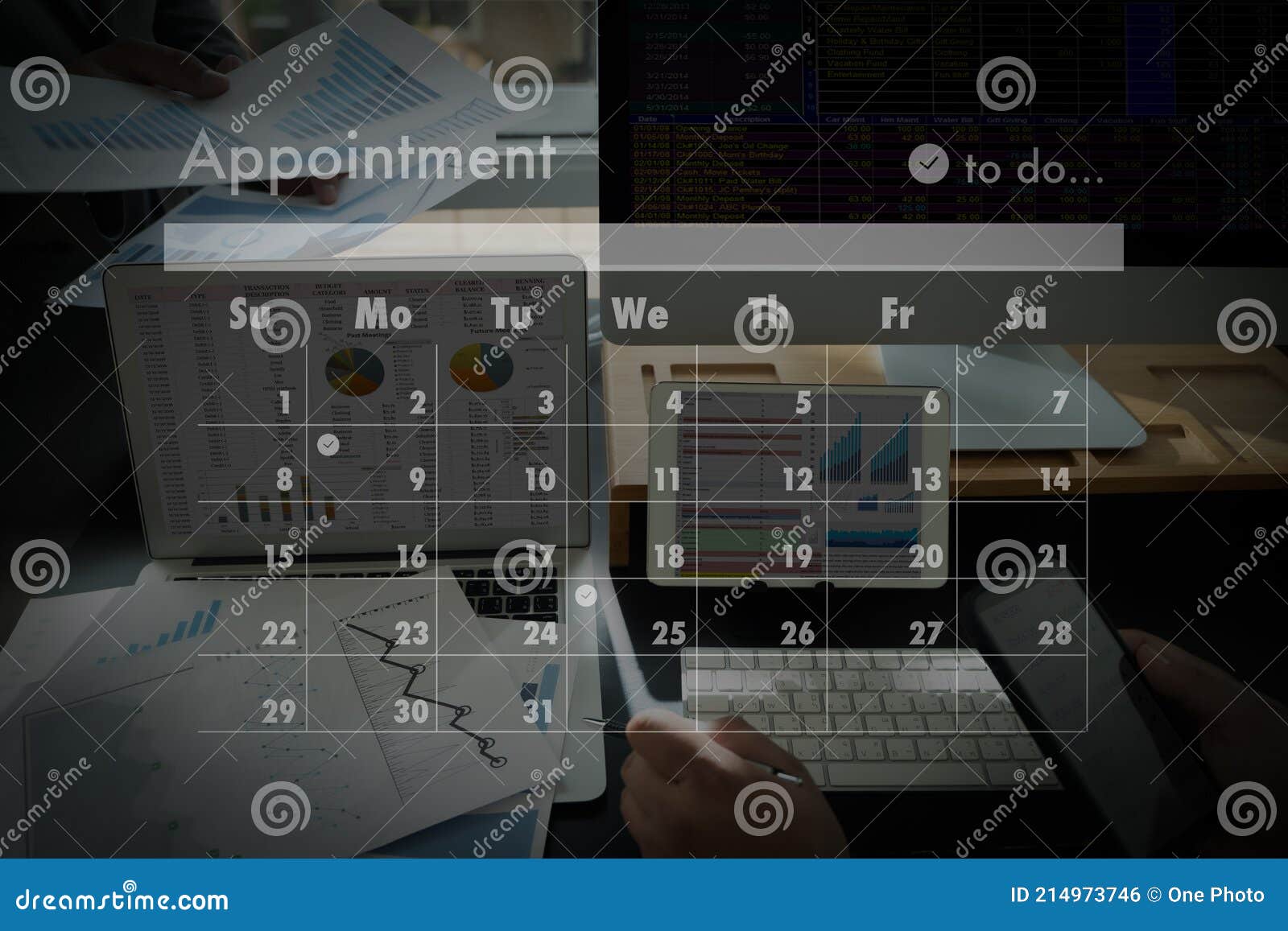 Man Work Business Writing Working and Schedule Calendar Busy Schedule ...