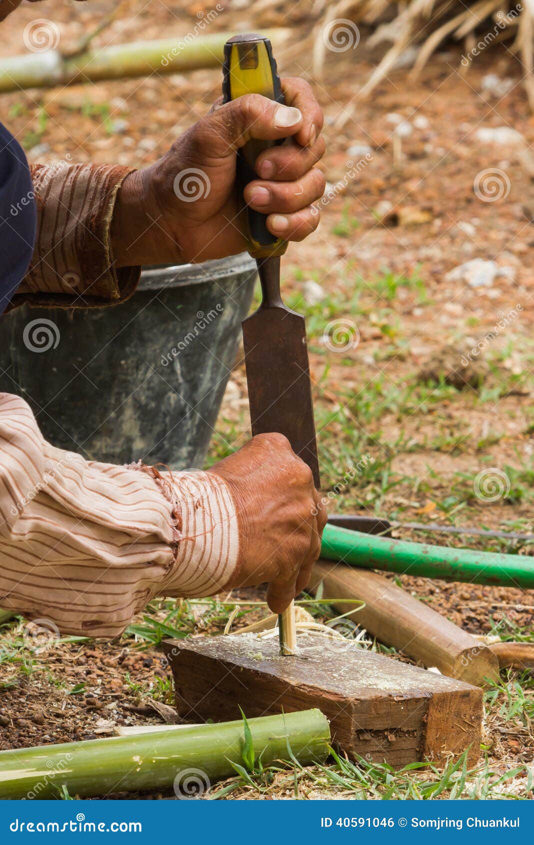 Man work with chisel stock photo. Image of equipment - 40591046