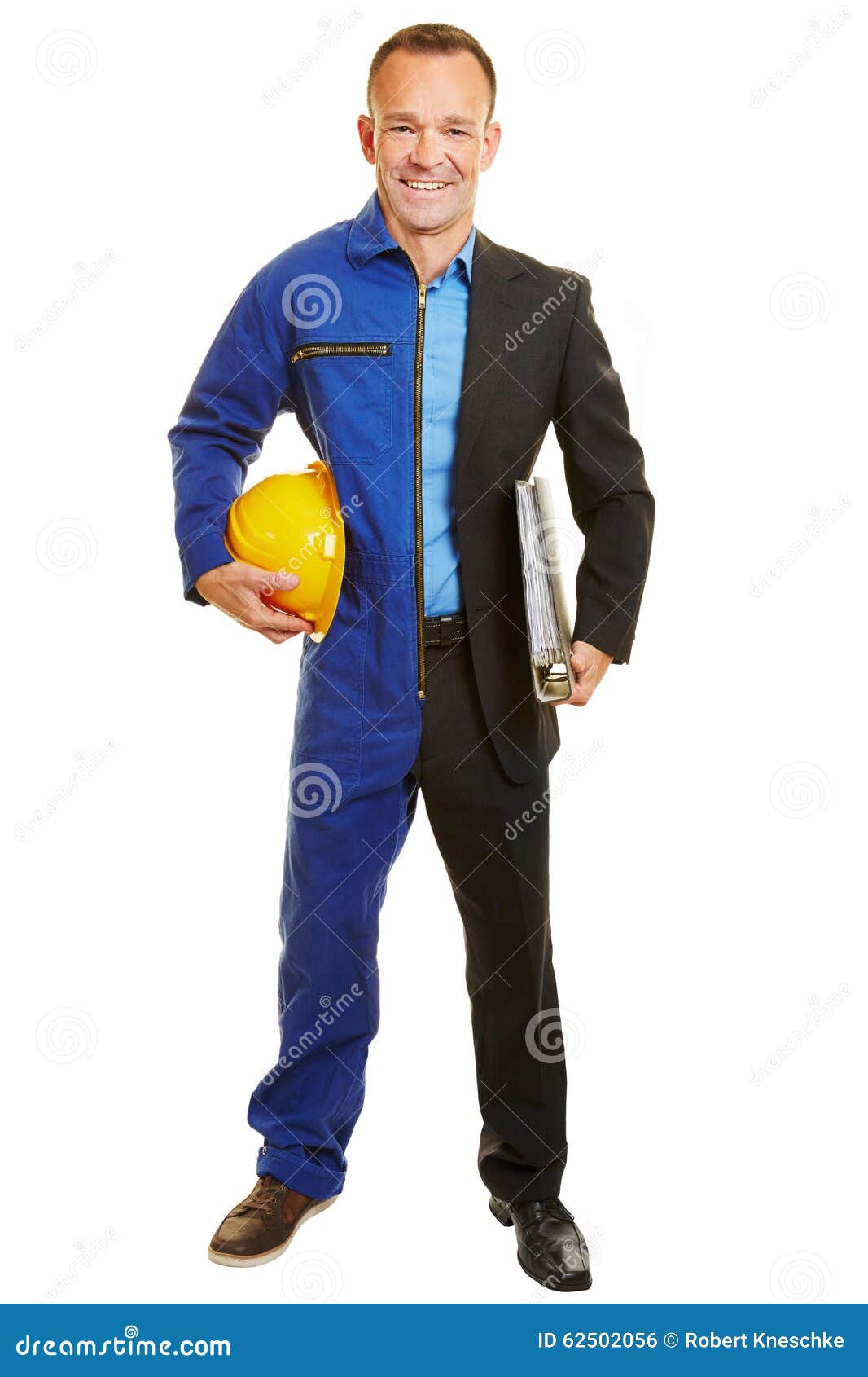Man in Work Clothing of Construction Worker and Manager Stock Photo ...