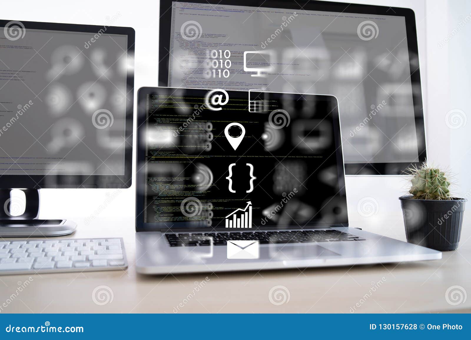 Man Work Coding Software Developer Programmer Is Coding On A Desktop ... Man Work Coding Software Developer Programmer Is Coding On A Desktop ...
