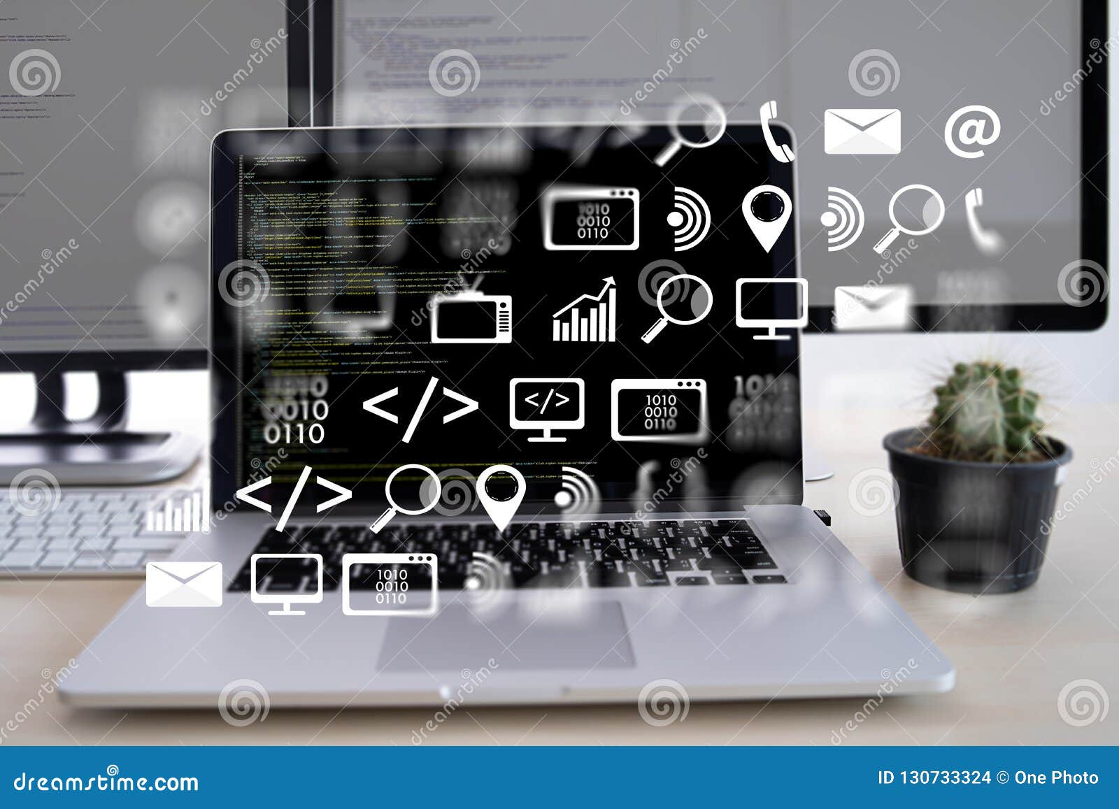 Man Work Coding Software Developer Programmer is Coding on a Desktop ... Man Work Coding Software Developer Programmer is Coding on a Desktop ...