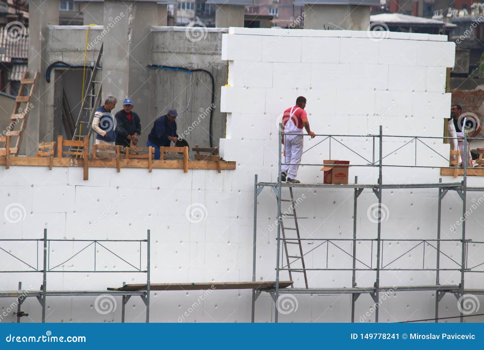 Man at Work, Construction of New Building in Progress Editorial Photo ...