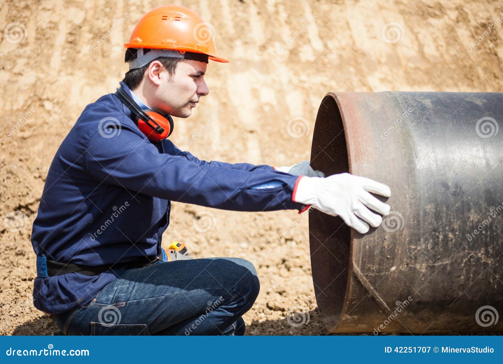 Man at Work in a Construction Site Stock Image - Image of architect ...