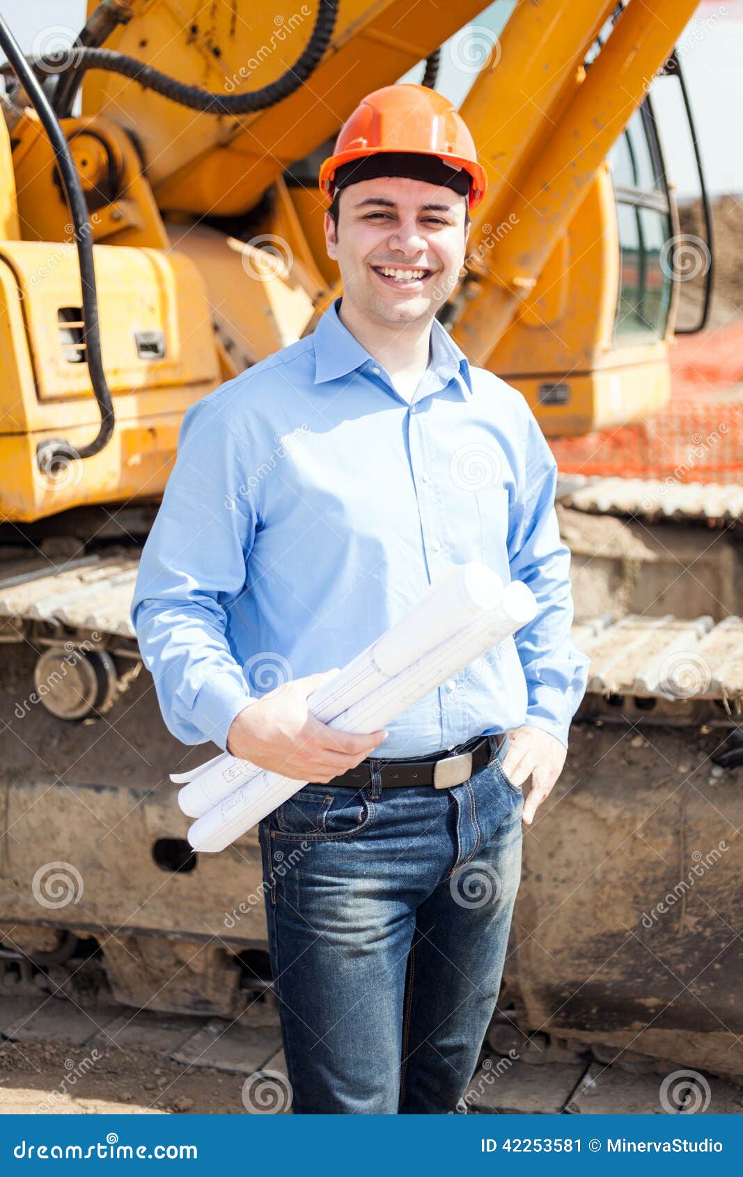 Man at Work in a Construction Site Stock Image - Image of design ...