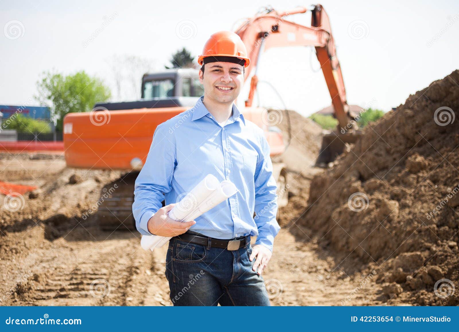 Man at Work in a Construction Site Stock Photo - Image of manager ...