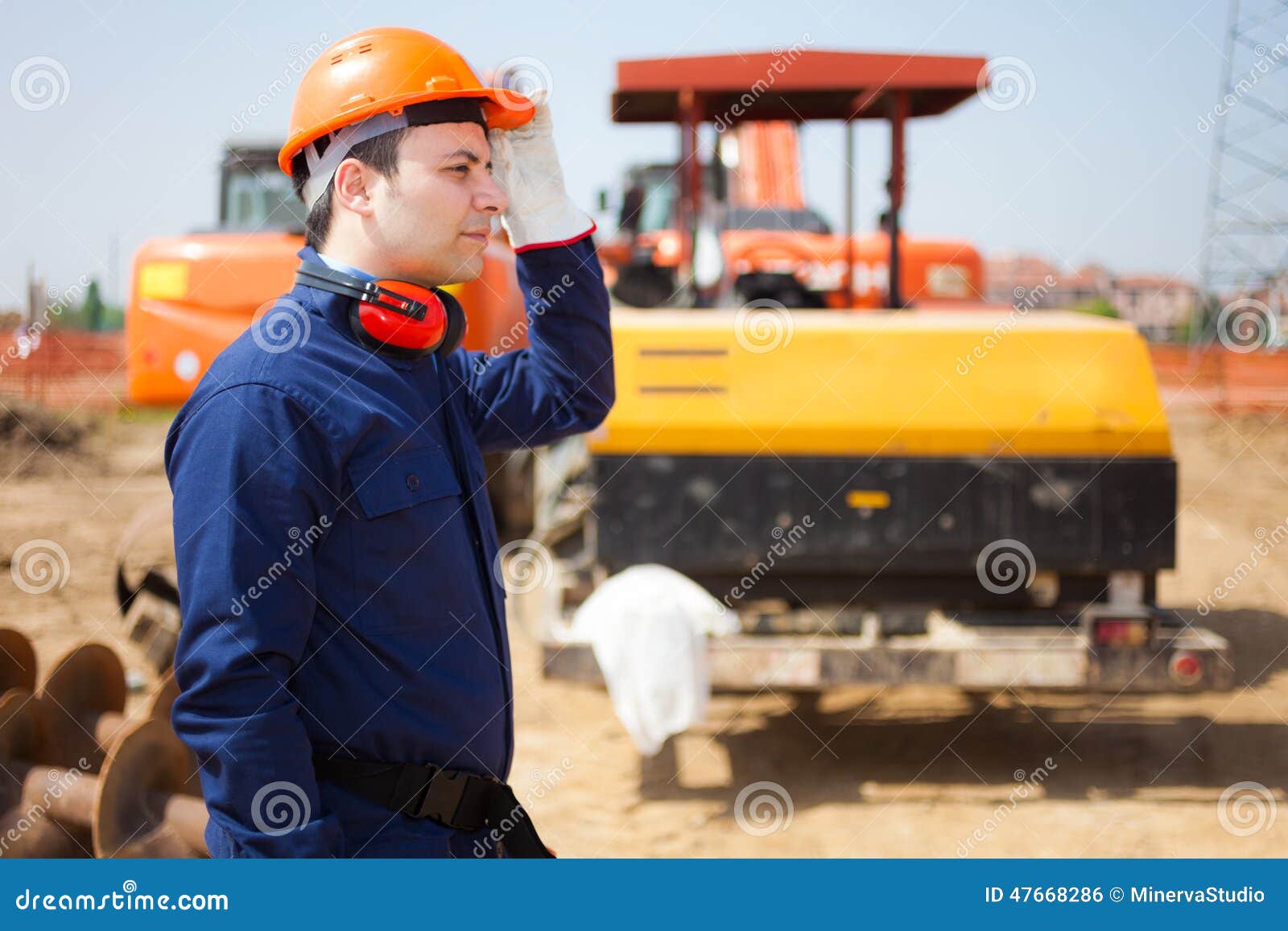 Man at Work in a Construction Site Stock Photo - Image of engineering ...