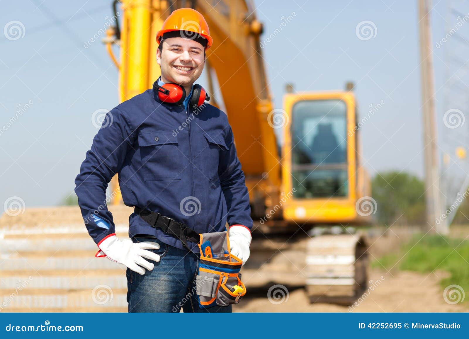 Man at Work in a Construction Site Stock Image - Image of petrol ...