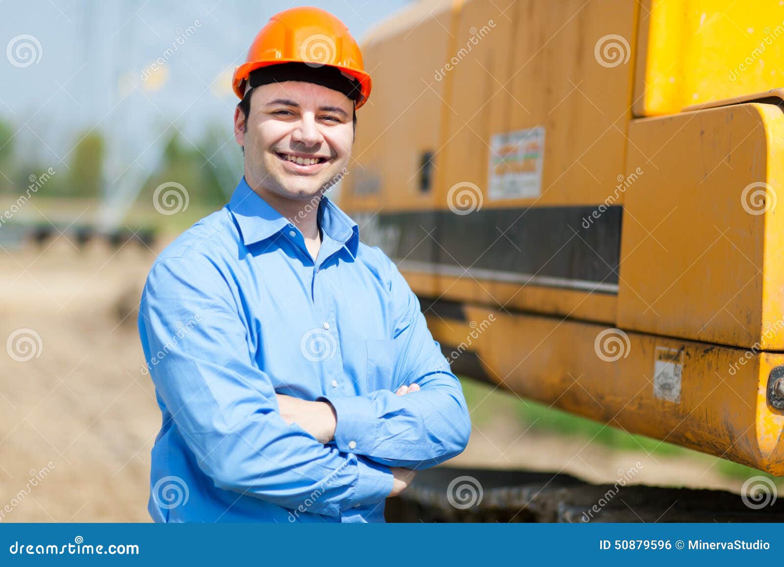 Man at Work in a Construction Site Stock Photo - Image of engineering ...