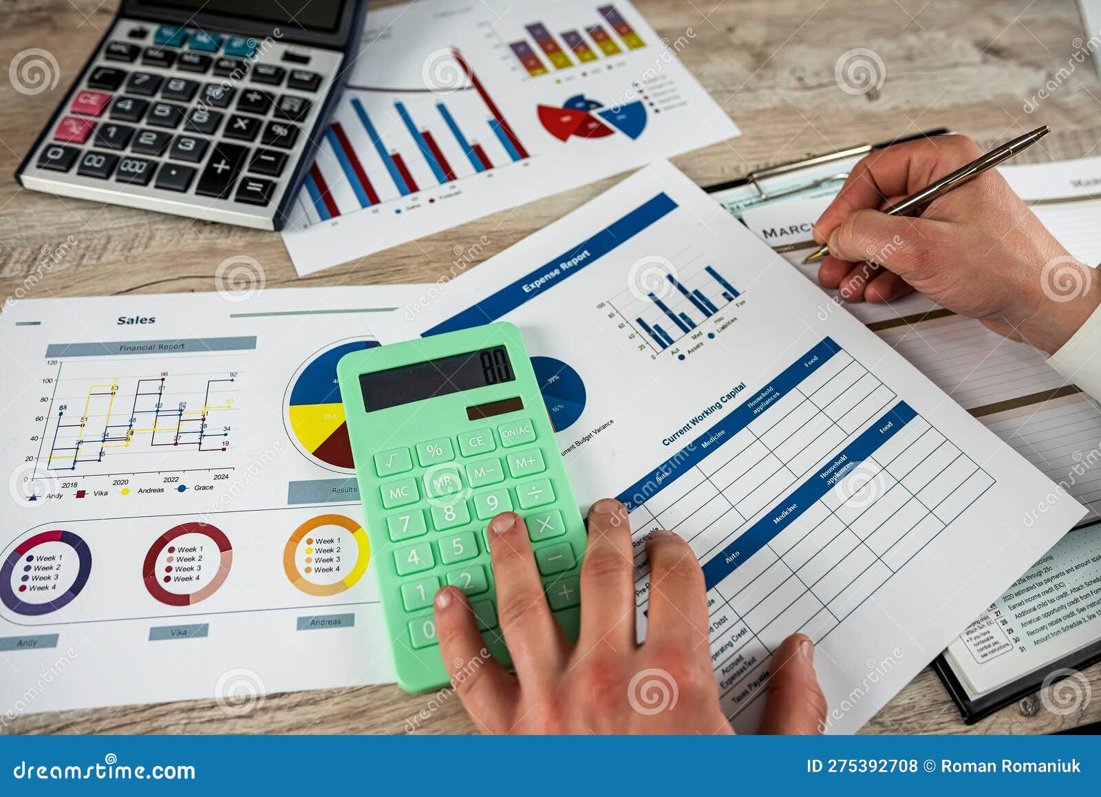 Man Work with Finance Graph and Chart at Office Stock Photo - Image of ...