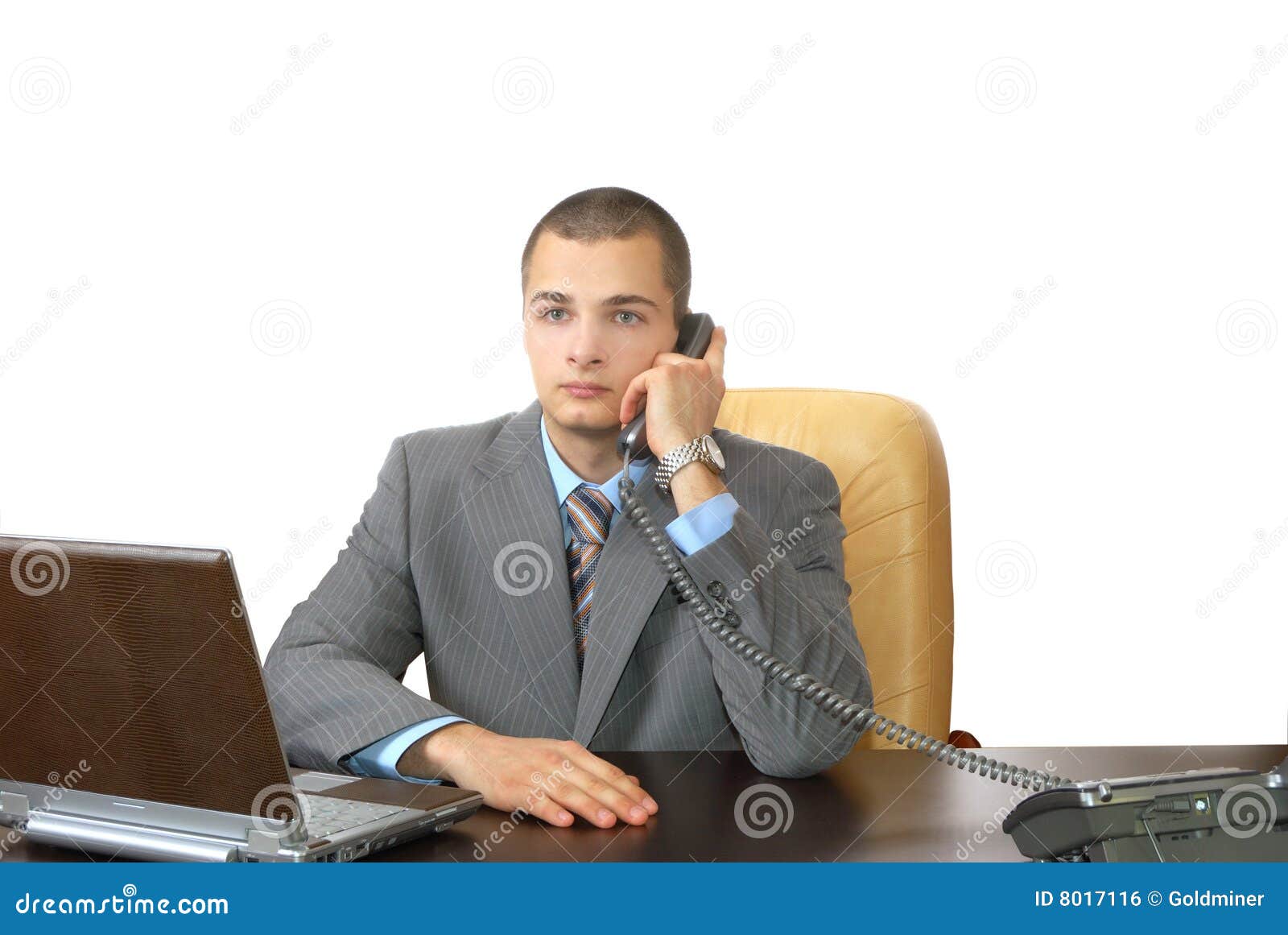 Man at Work Isolated on White Background Stock Photo - Image of ...