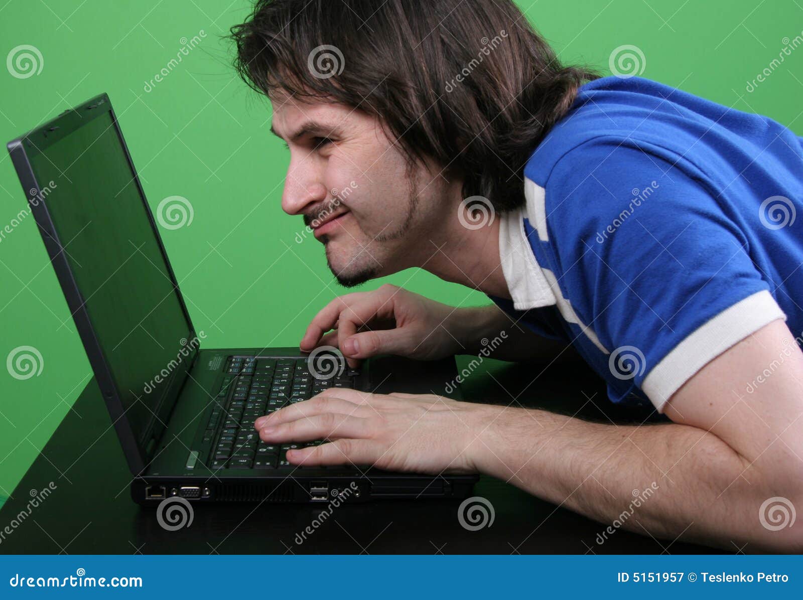 Man work with laptop stock image. Image of business, connection - 5151957