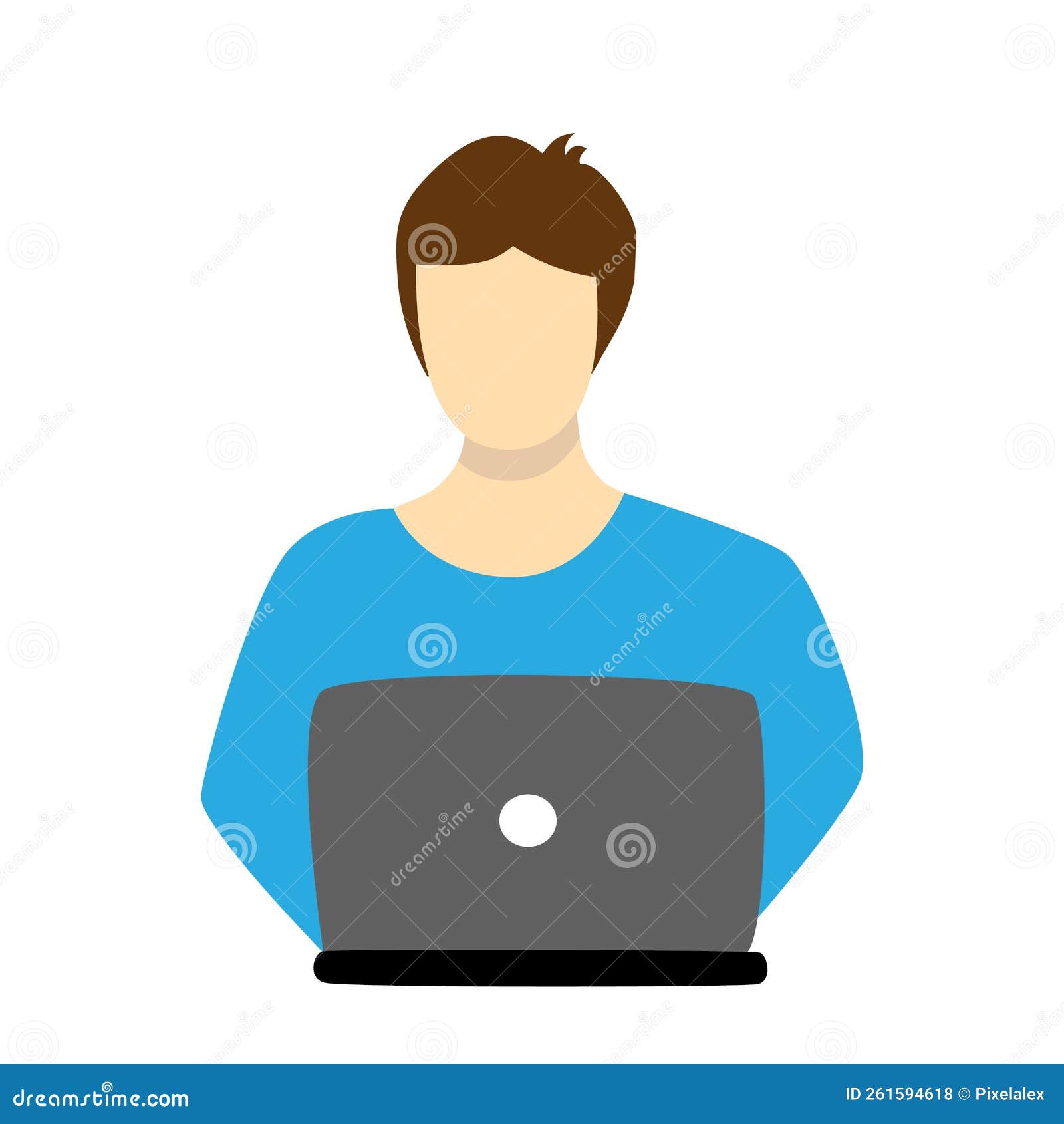 Man Work at Laptop Flat Illustration Stock Illustration - Illustration ...