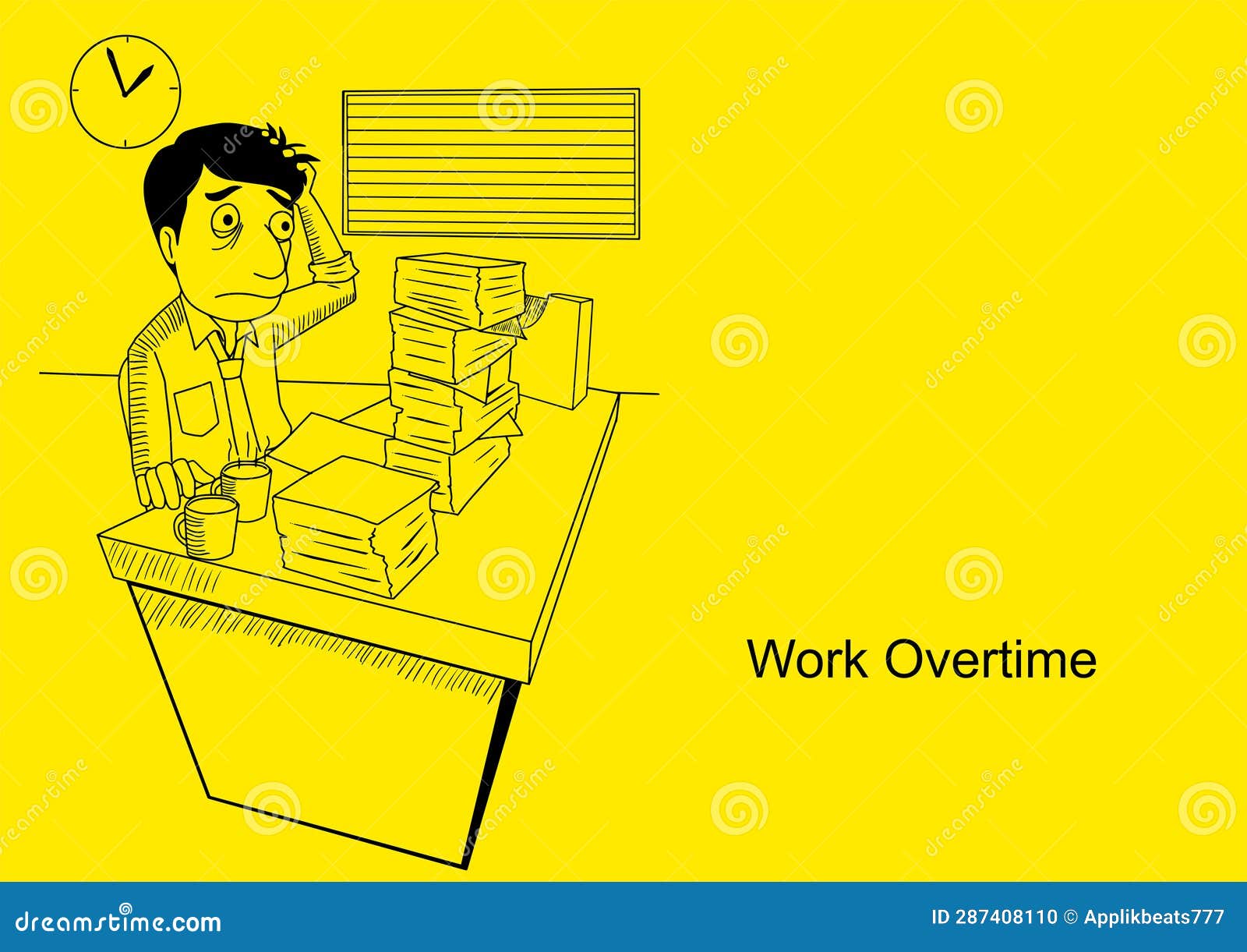 Man work overtime stock vector. Illustration of businessman - 287408110
