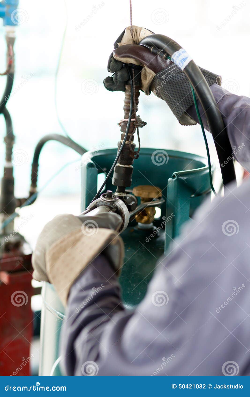 Man work a propane tank stock photo. Image of natural - 50421082