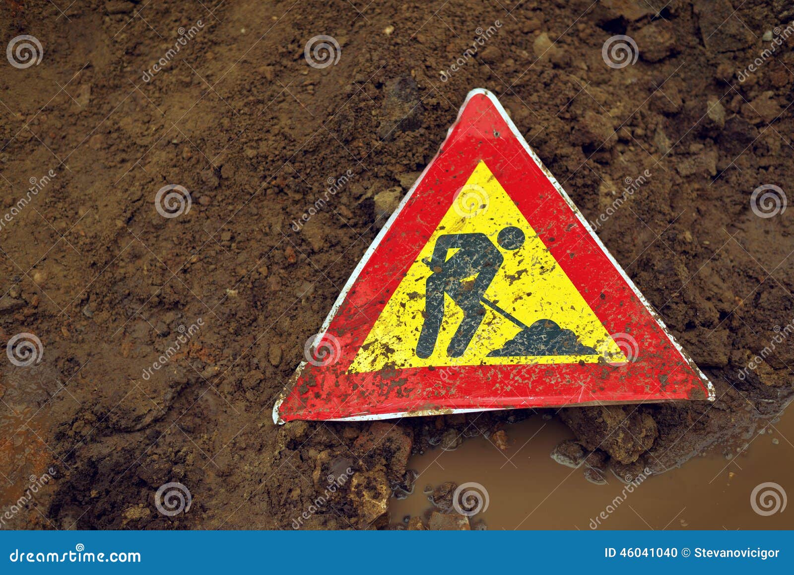 Man at Work road sign stock photo. Image of caution, construction ...