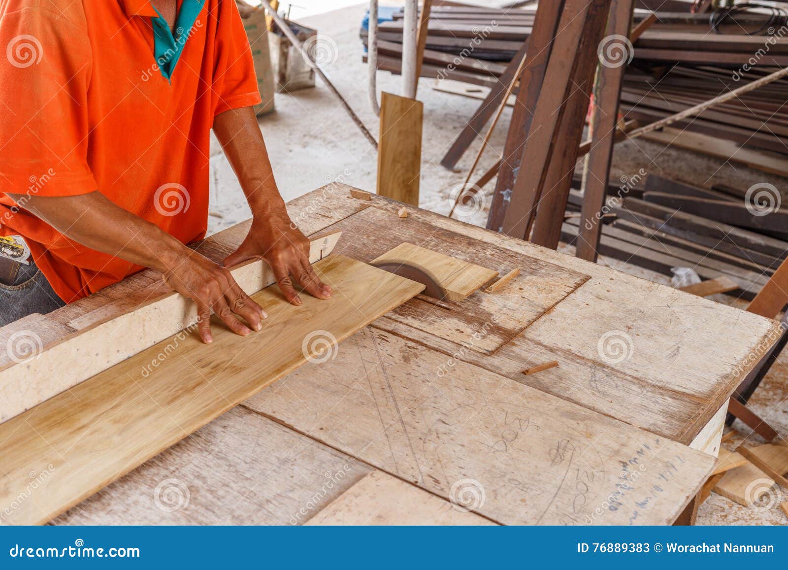 Man work with saw machine stock image. Image of wall - 76889383