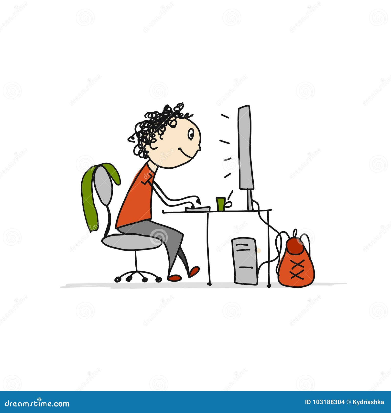Man at Work, Sketch for Your Design Stock Vector - Illustration of ...