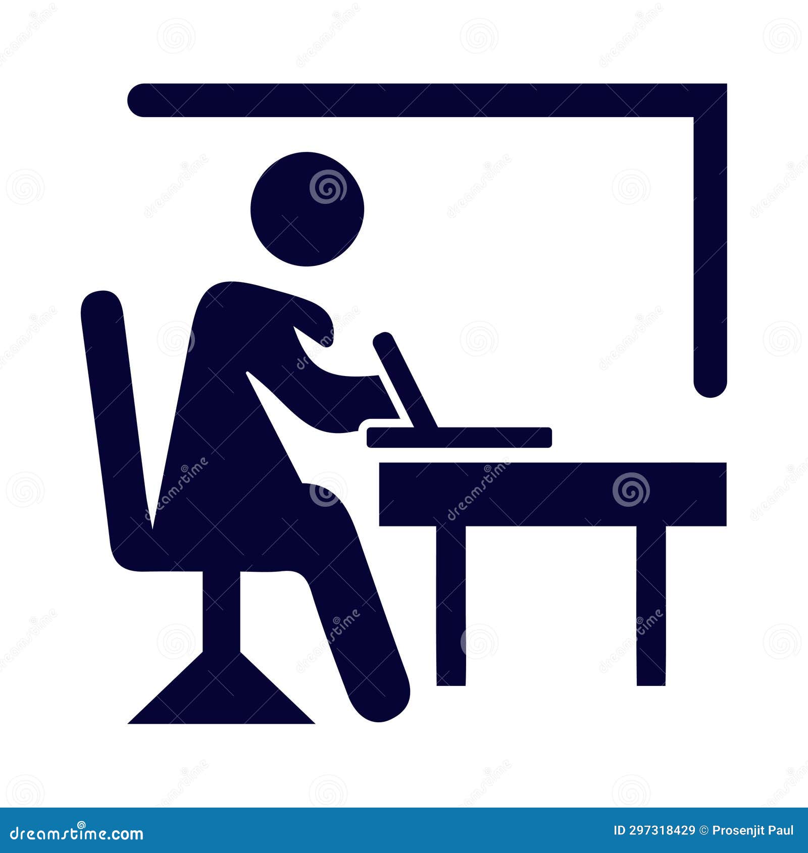 Man, Work, Table, Laptop, Man Working in Office Icon Stock Vector ...