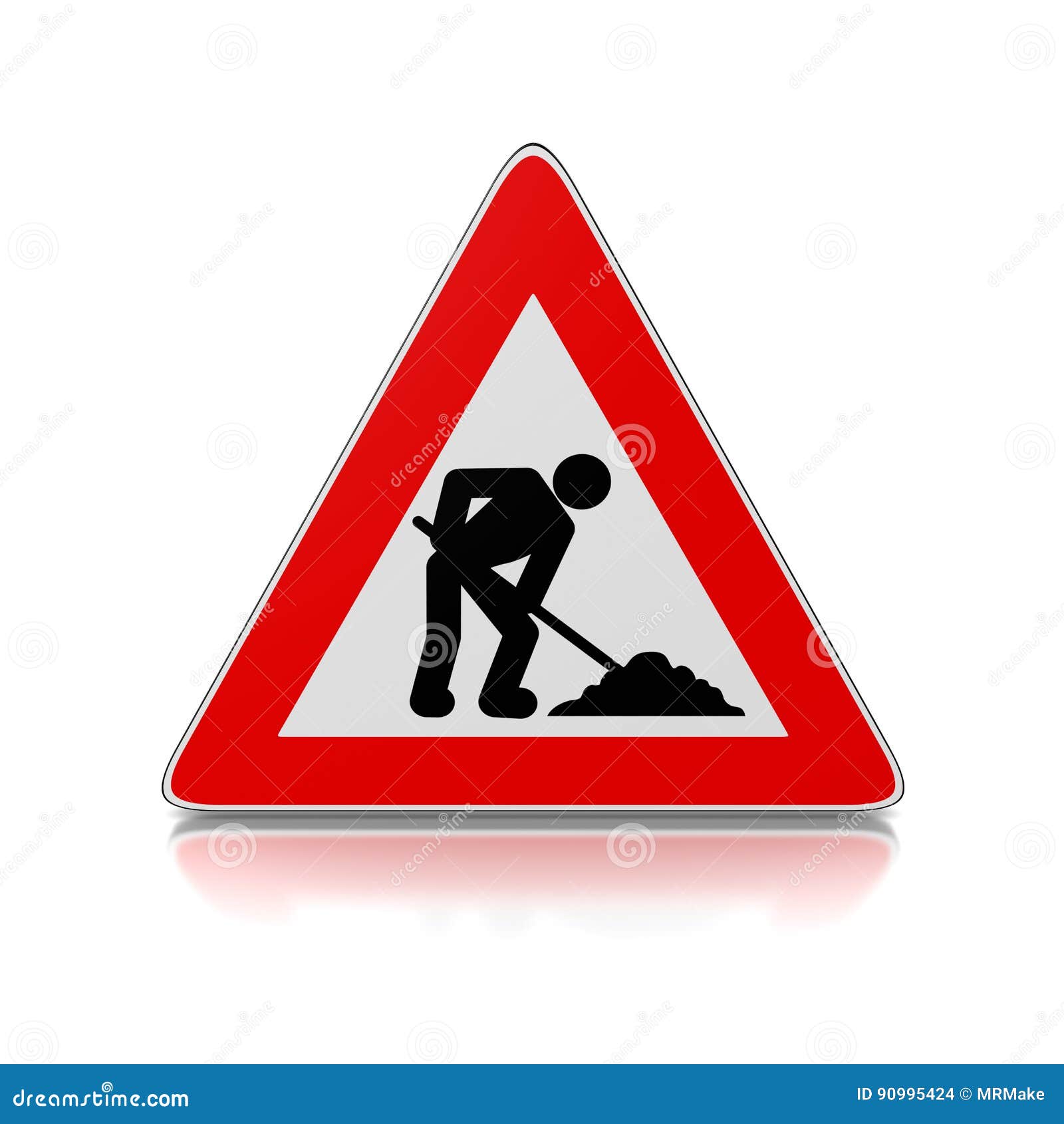 Man at Work Triangle Road-Sign Stock Illustration - Illustration of ...