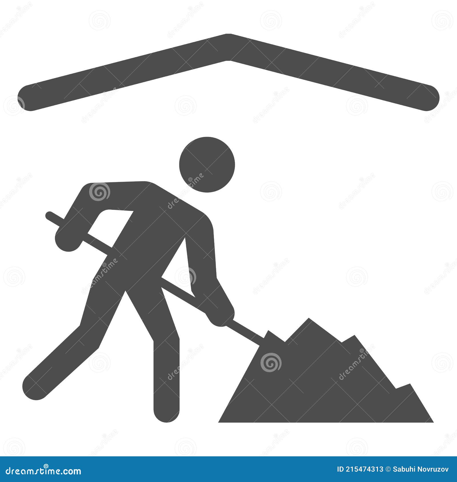 Man Work Under Roof Solid Icon, Safety Engineering Concept, Working ...