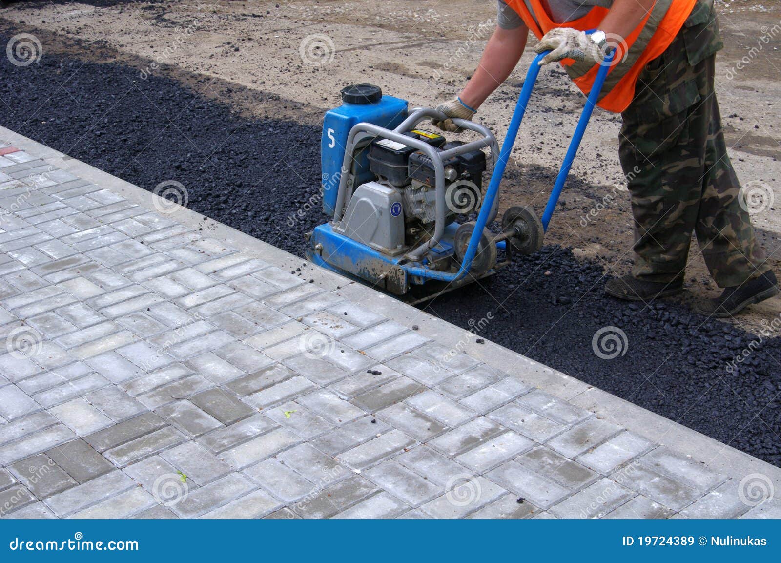 Man Work with Vibratory Plate Compactor Stock Image - Image of engine ...